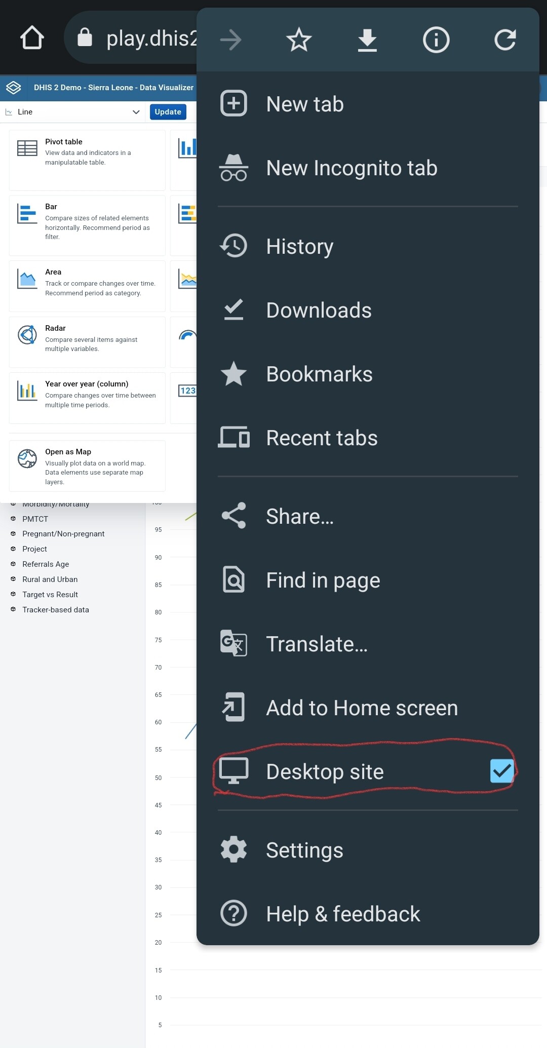 On The Data Visualizer When Using A Phone I Can No Longer Change